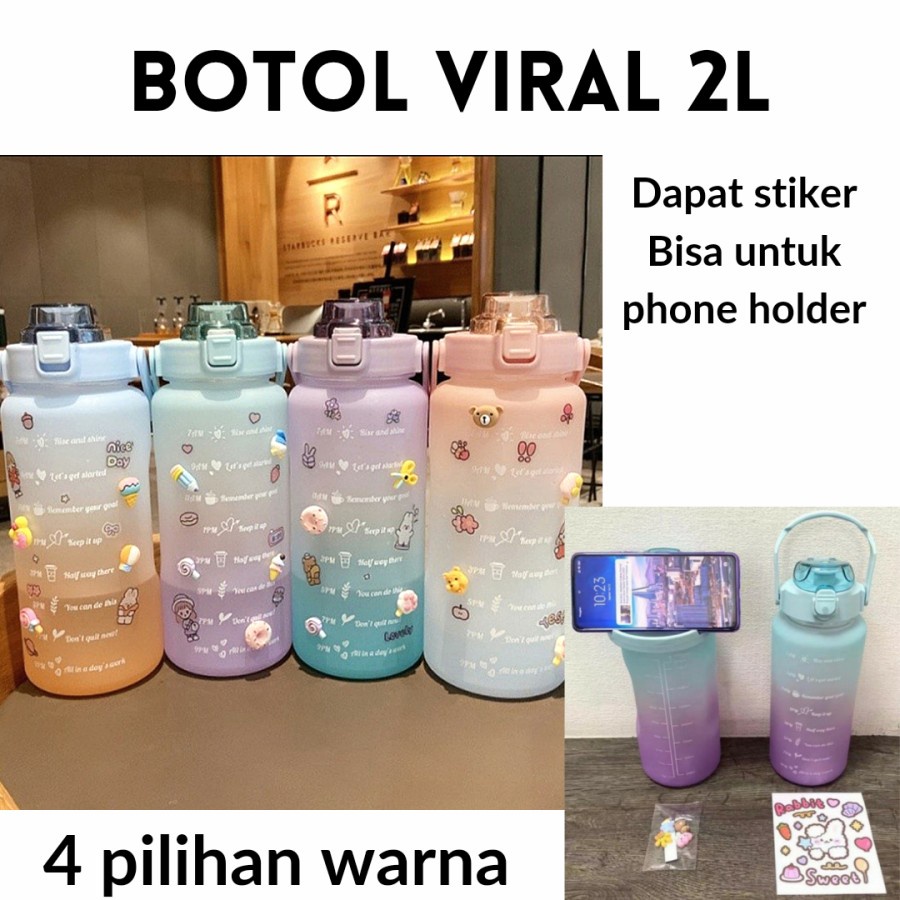 2d&3d VIRAL Drinking Bottle/2000ML VIRAL Rainbow Bottle Motivational ...