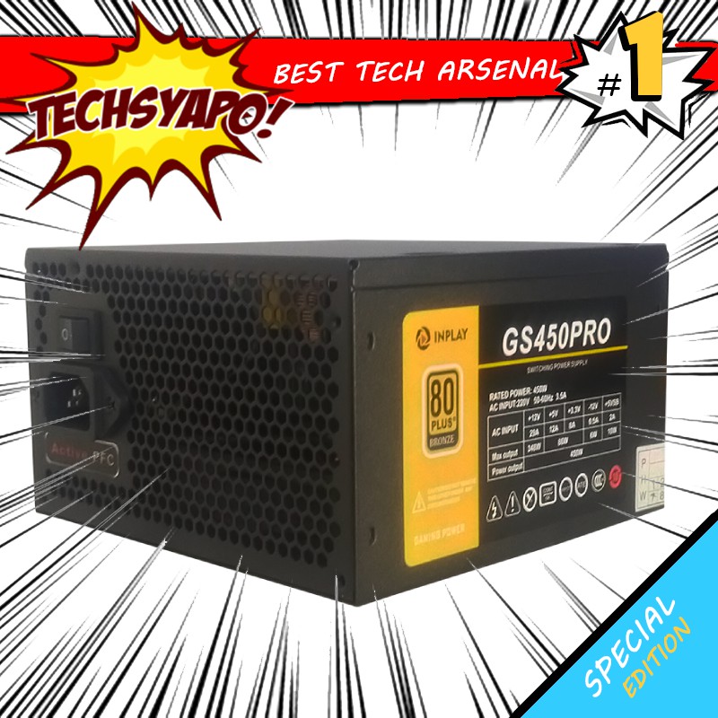 INPLAY GS450 PRO TRUE RATED 80 PLUS BRONZE POWER SUPPLY | Shopee ...