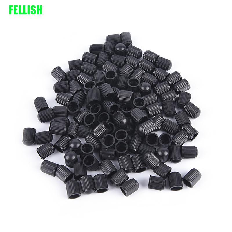 [FEL] 100pcs/lot Black Plastic Dust valve caps bike car wheel tyre air ...
