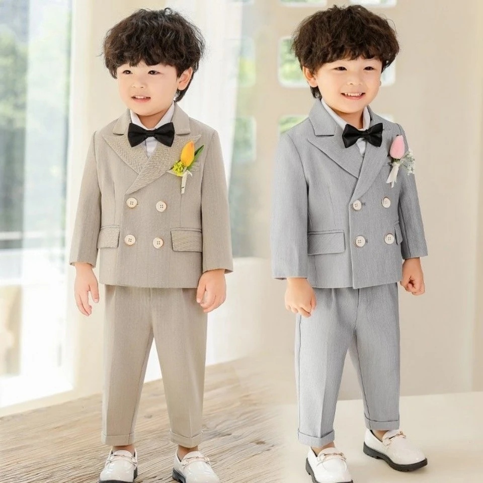 Children Formal Clothing Boys Solid Color Tuxedo Suits Blazer Pants ...