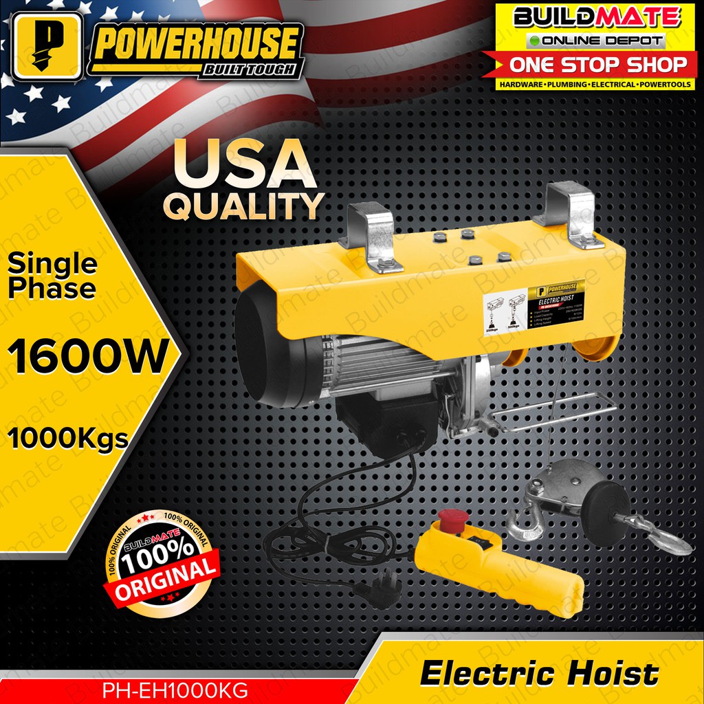Buildmate x POWERHOUSE 1000KG Electric Hoist 1600W 100% COPPER Electric ...