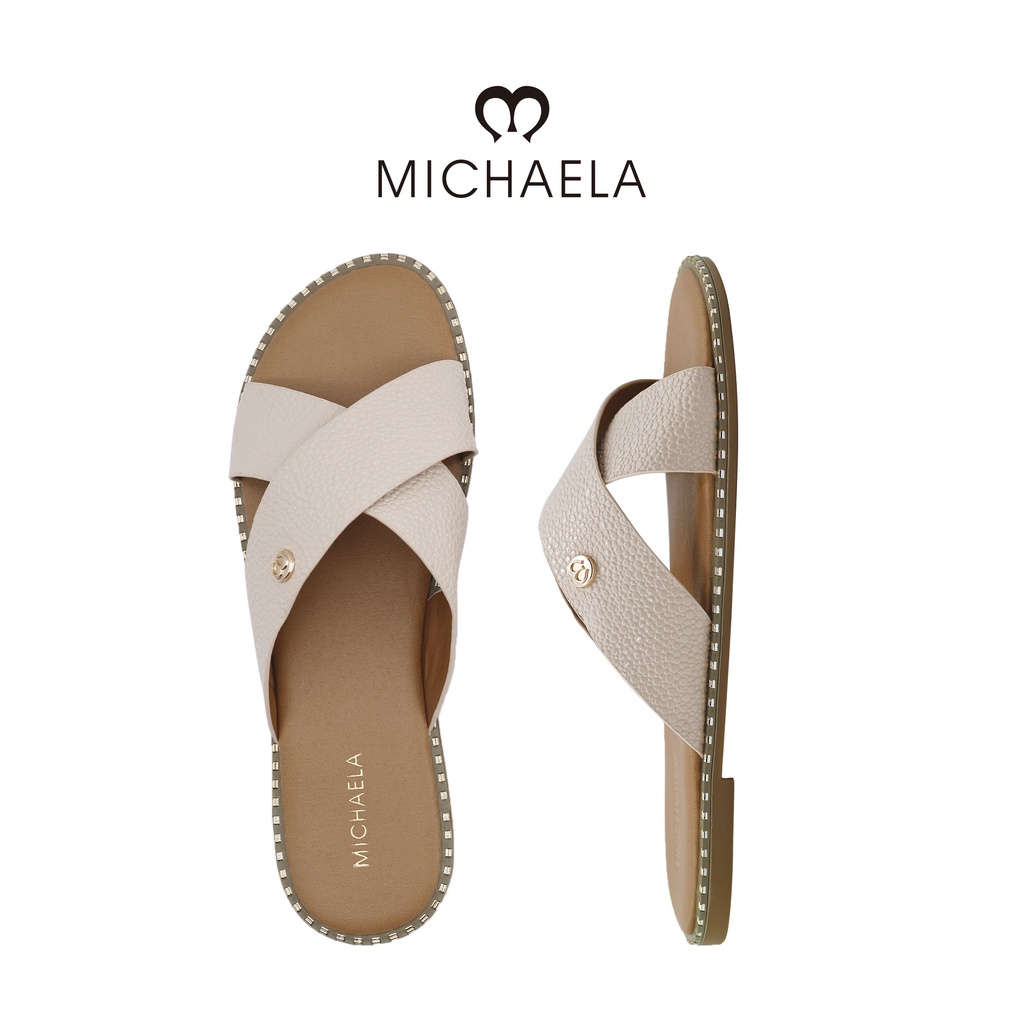 MICHAELA Summer Slide Sandals for Women with Rivets Flat Slippers ...
