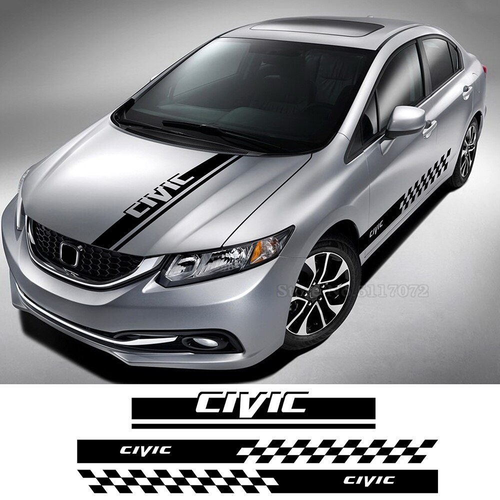 For Honda Civic TypeR Hatchback Sedan Car Door Side Skirt Sticker Auto ...