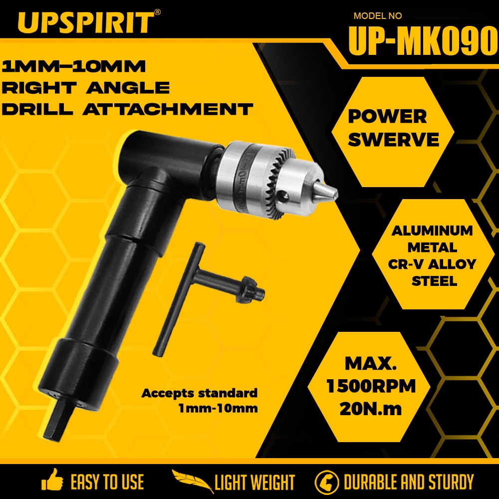 UPSPIRIT Electric Drill 90 degree Right Angle Drill Attachment Chuck ...