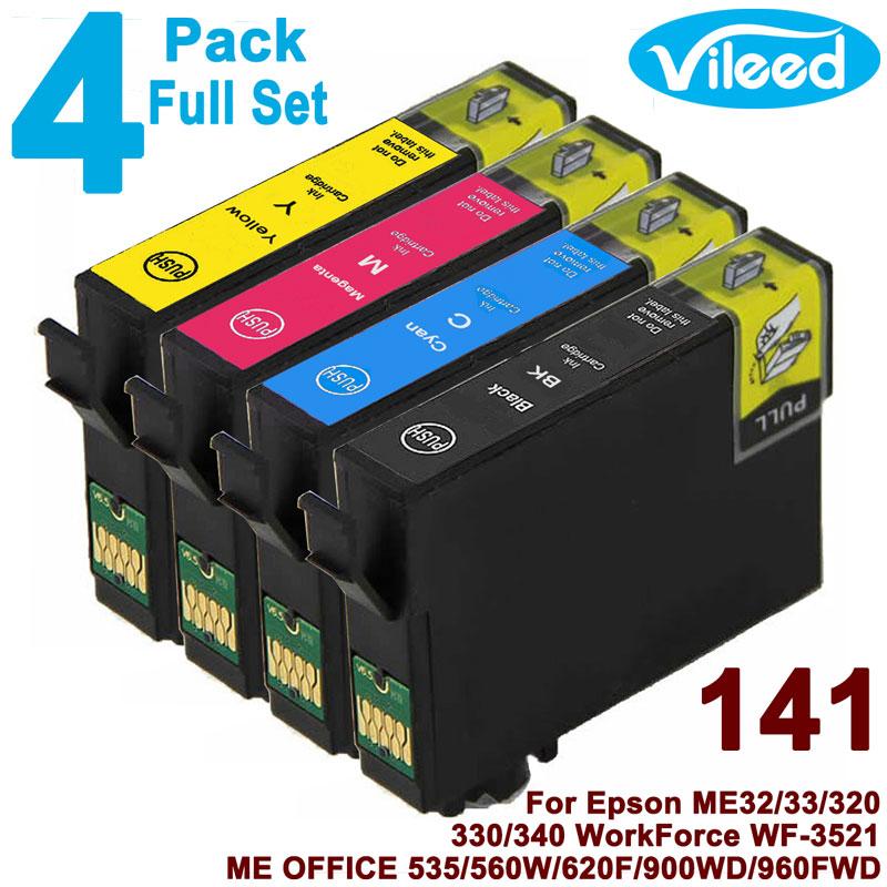 Pack 141 BK C M Y Ink for EPSON T1411 T1412 T1413 T1414 Full Set Black ...