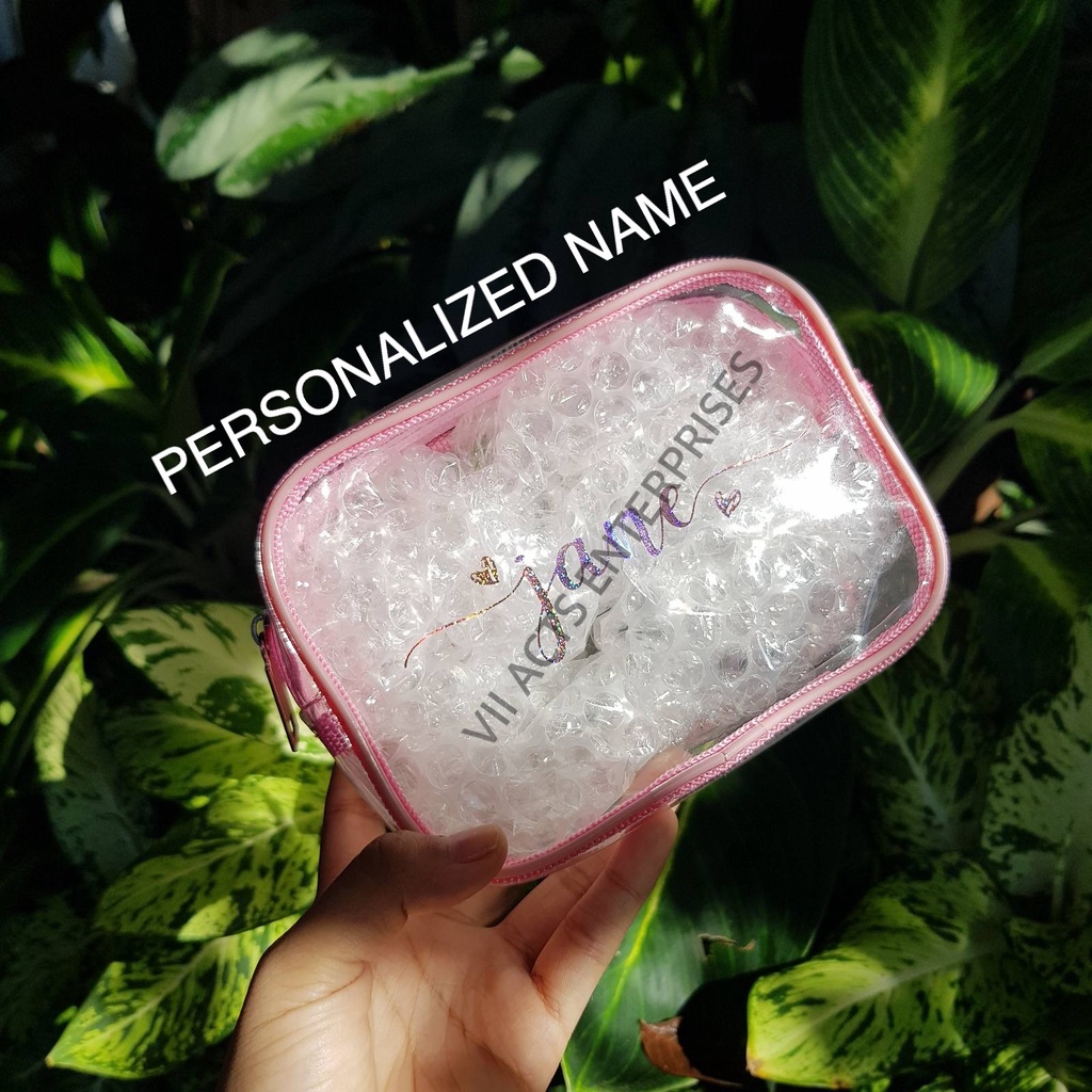 PERSONALIZED POUCH TRANSPARENT ORGANIZER MAKE UP POUCH | Shopee Philippines