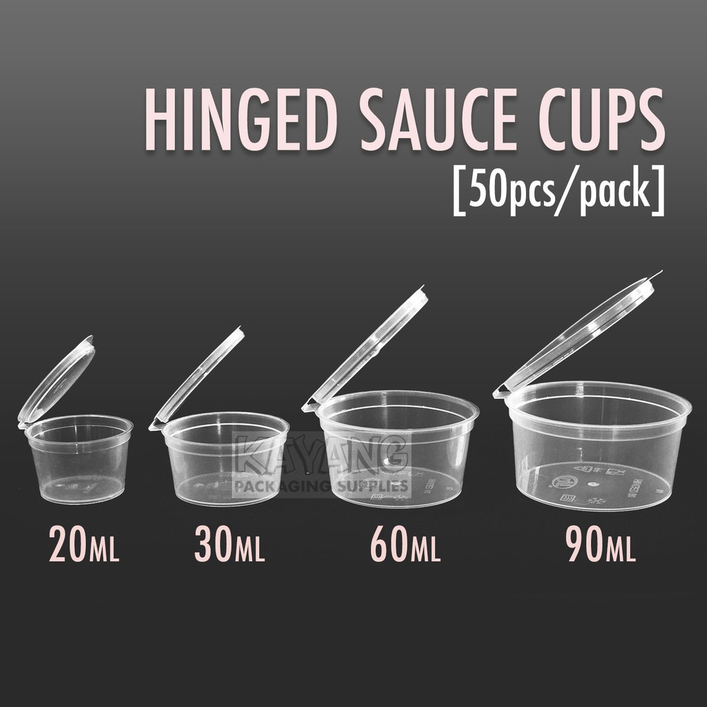 [50pcs] Hinged Sauce Cup (DW) Microwavable 20ml / 30ml / 60ml / 90ml ...