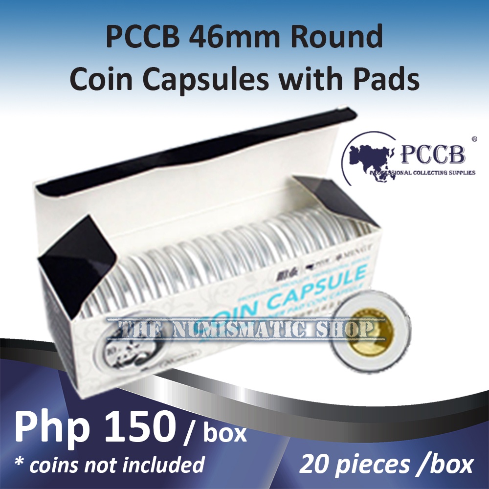 PCCB/MINGT-branded 46mm Round Acrylic Coin Capsules with white ...