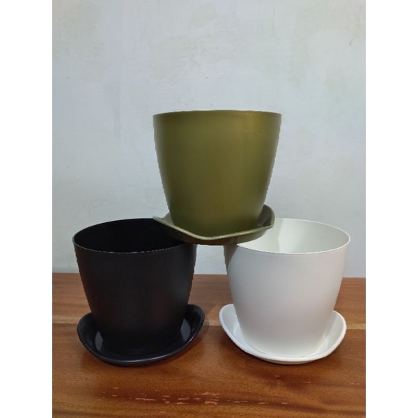 Pearl Wave 026 Yayamanin Classy White Gold Black Pots for Plants flower ...
