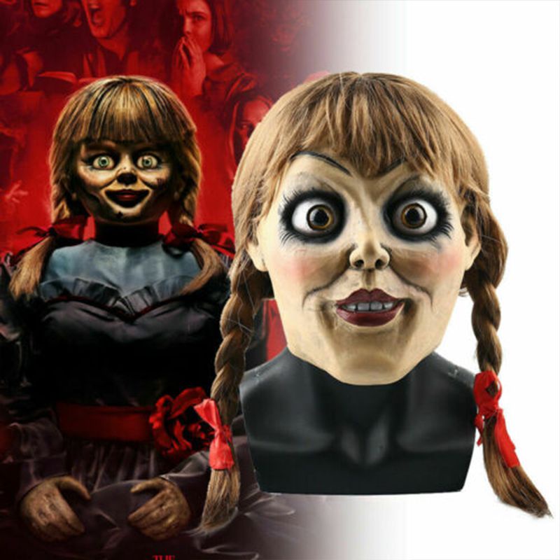 Annabelle Costume Halloween Mask Latex Headgear Horror Props Cosplay ...