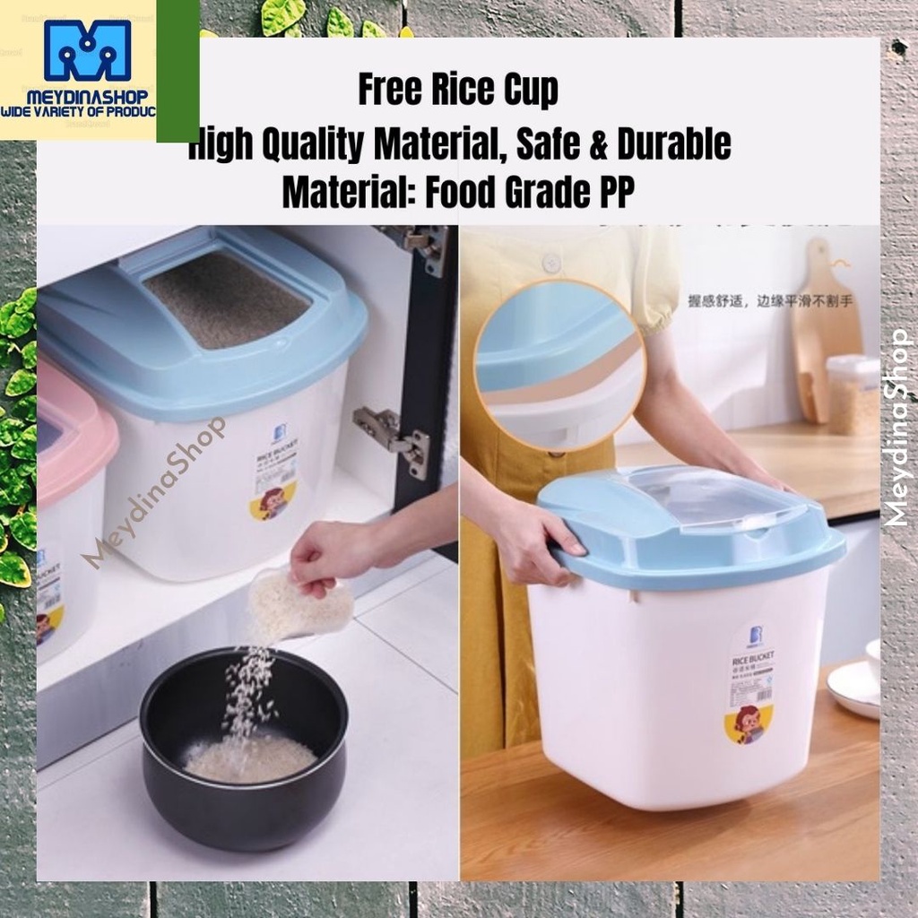 10kg Household Rice Storage Container Box Kitchen Storage Bekas Beras ...