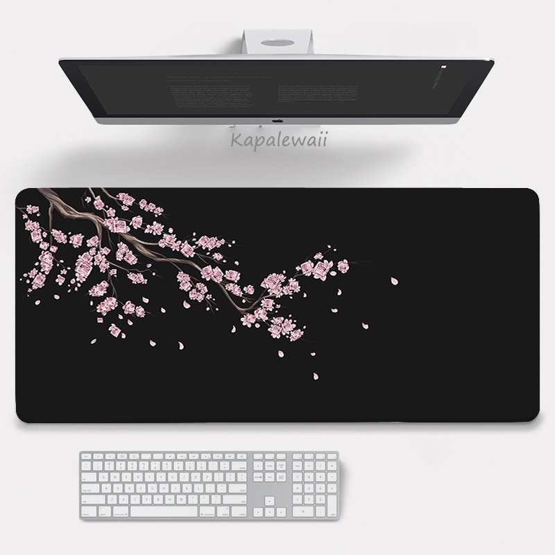 Pink Cherry Blossoms Speed Locking Edge Large Natural Rubber Mouse Pad ...