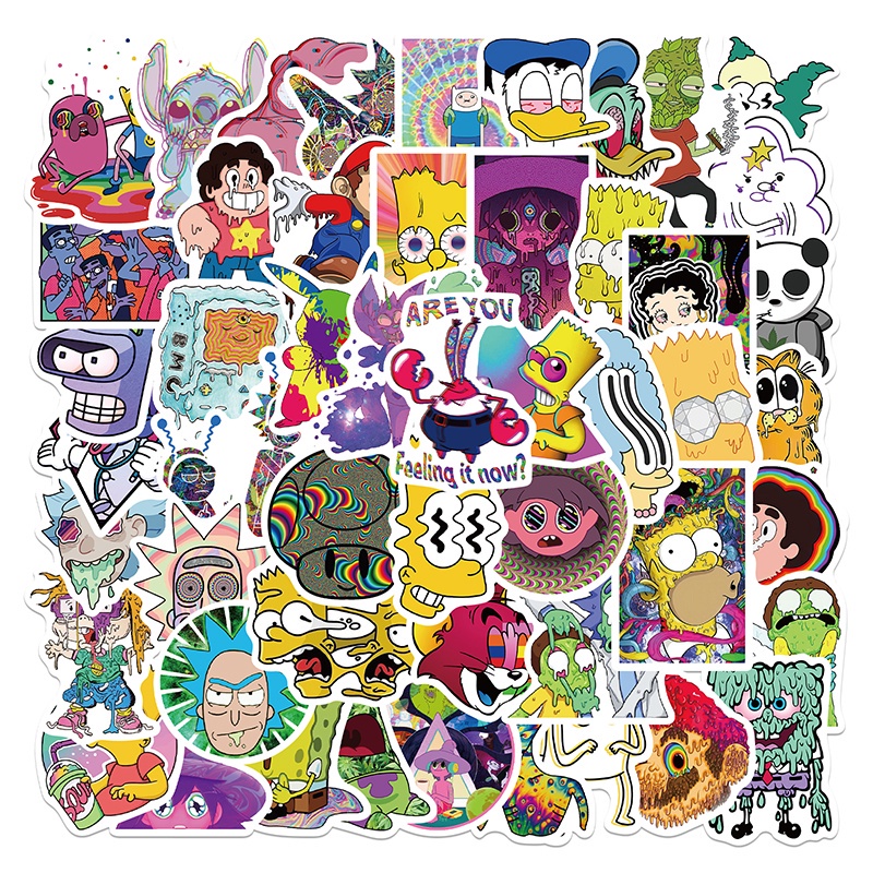52pcs trippy cartoon character stickers personalized laptop water cup ...