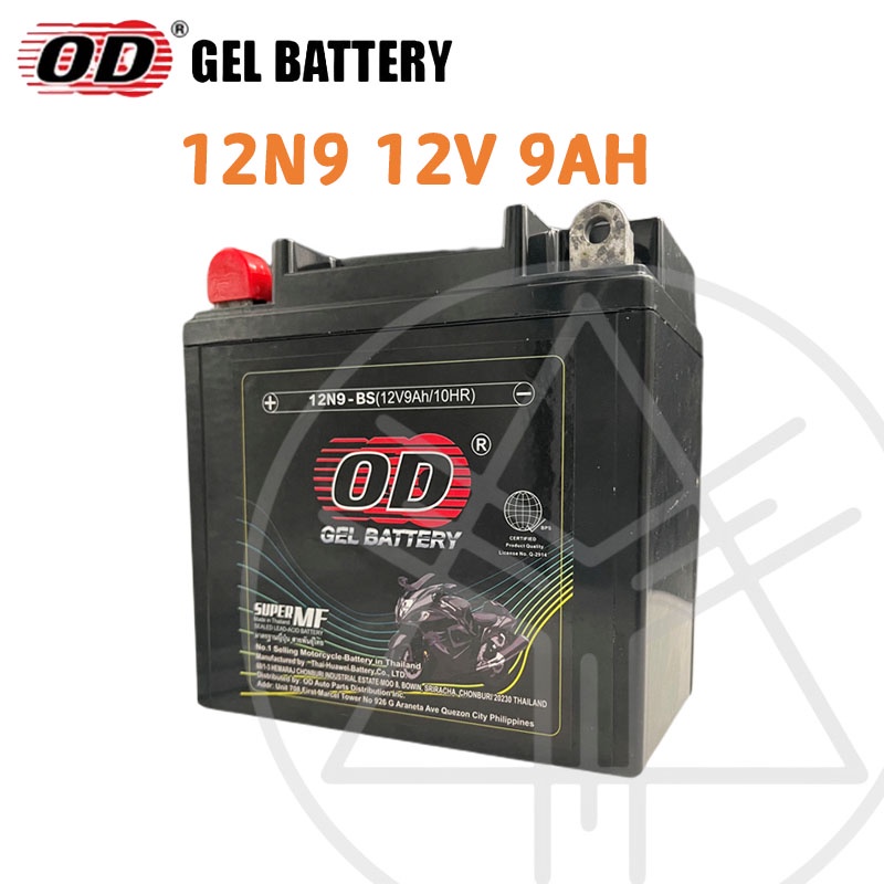 OD BATTERY 12N9-BS（ 12V 9AH ）BARAKO / BOSS / RYUKA 200 / TIGER / CAGIVA ...