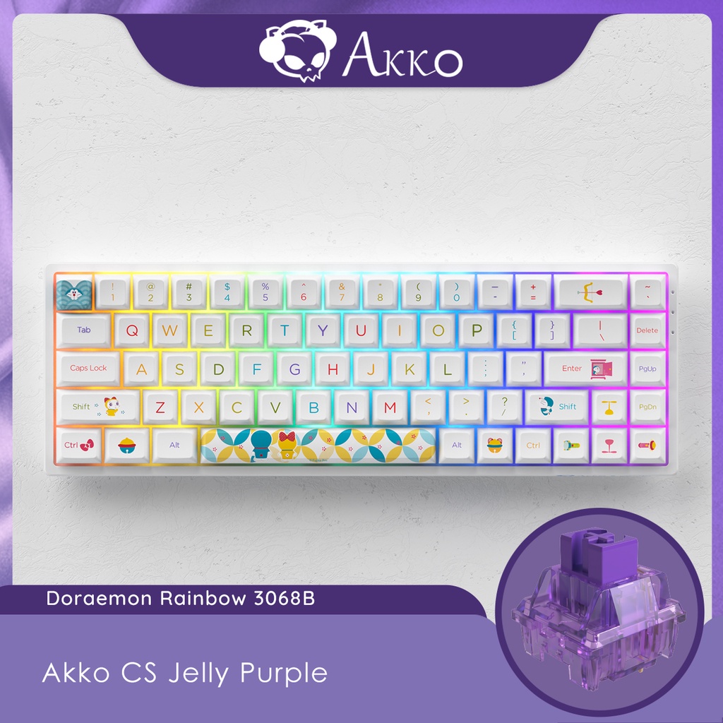 Akko Doraemon 3068B Multi-modes Wired/Bluetooth 5.0/2.4G Wireless RGB ...