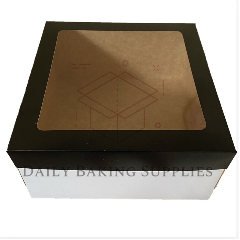 10x10x5” 10x10x4” 10x10x3”- Black or Reversible Cake Box / Cake Box w ...