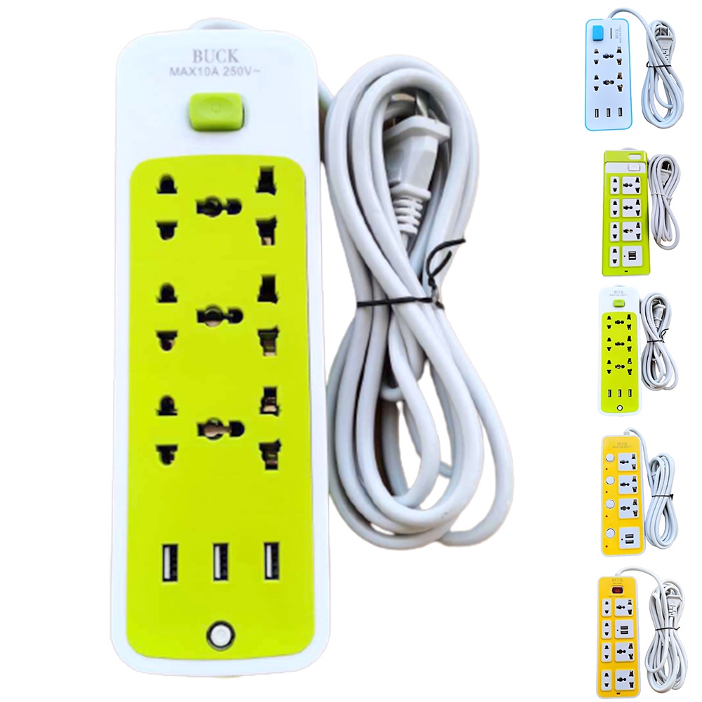 3M Colorful Extension Cord with Usb Port Multi-switch Power Strip ...