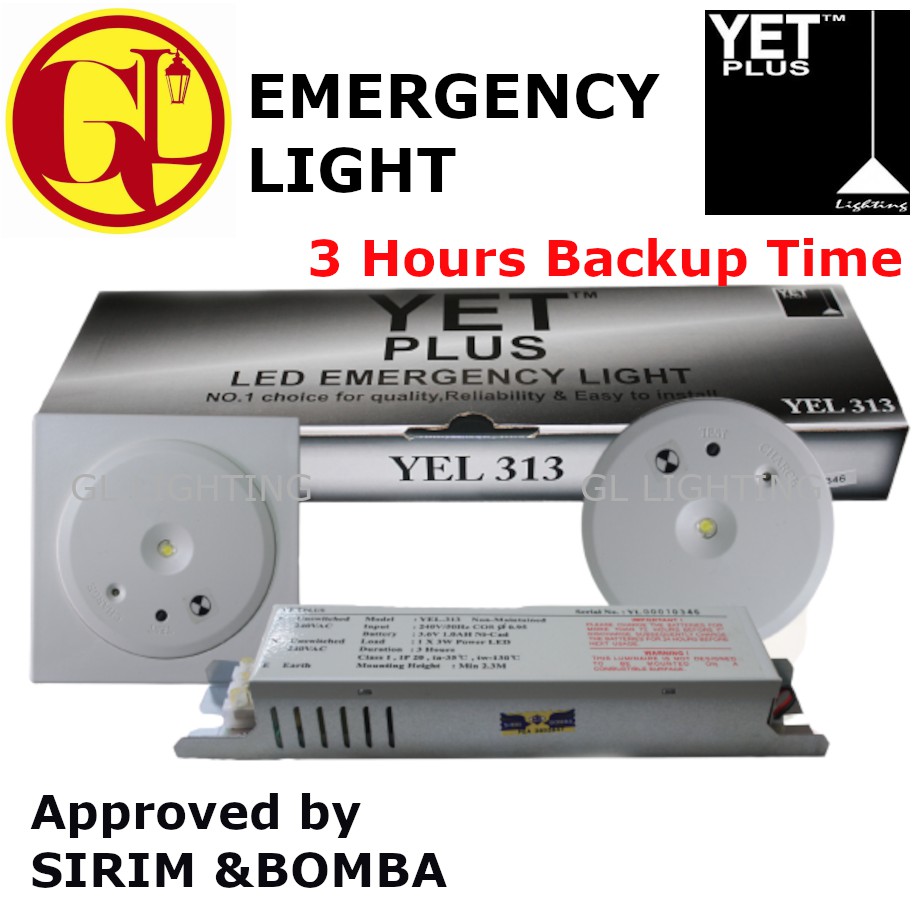 YET YEL-313 LED Emergency Light Bomba and Sirim Approved | Shopee ...
