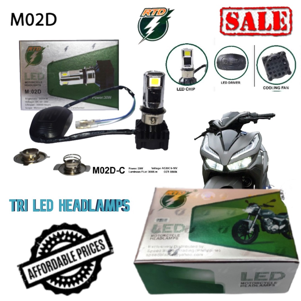 YAMAHA MIO i 125 -RTD TRI LED MOTORCYCLE HEADLAMPS M02D RTD tri led 25w ...