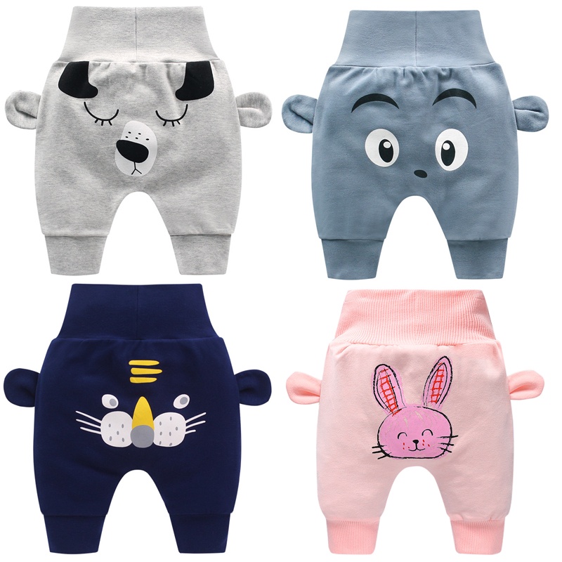 Baby cute pants boys girl cartoon high waist protection belly children ...