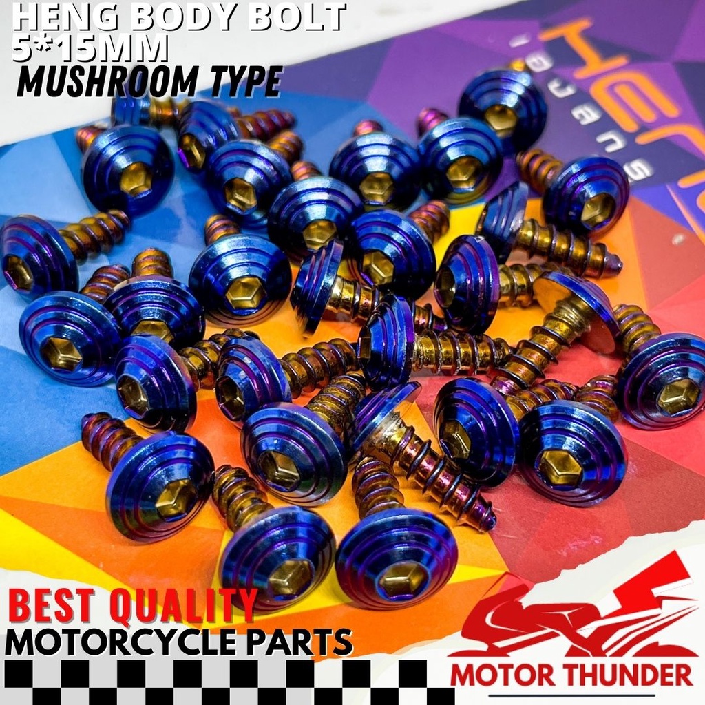 HENG BODY BOLT MUSHROOM TYPE TITANIUM 5*15MM ( 1 PC ONLY ) | Shopee ...