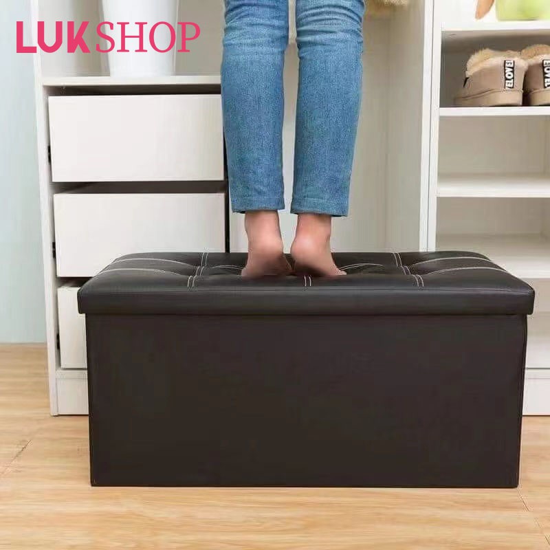 LUK Ottomans Storage Stool Leather Rectangular Storage Box Sit Adult ...