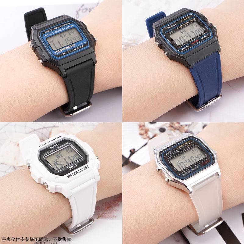 Watch Band Replacement for Casio PU Resin Strap 18mm F91W F84 F105 F108 ...