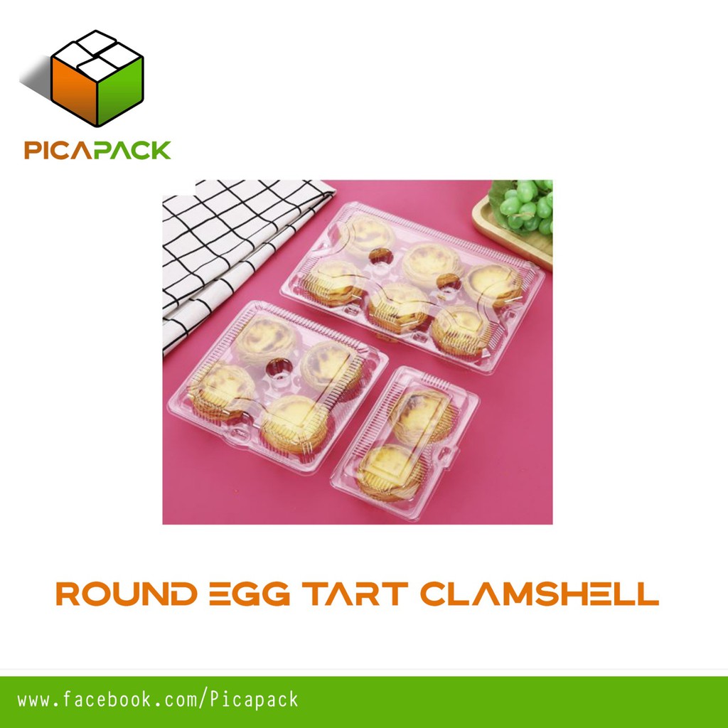 100pcs Round Egg Tart Clamshell packaging for cupcakes baked goodies ...