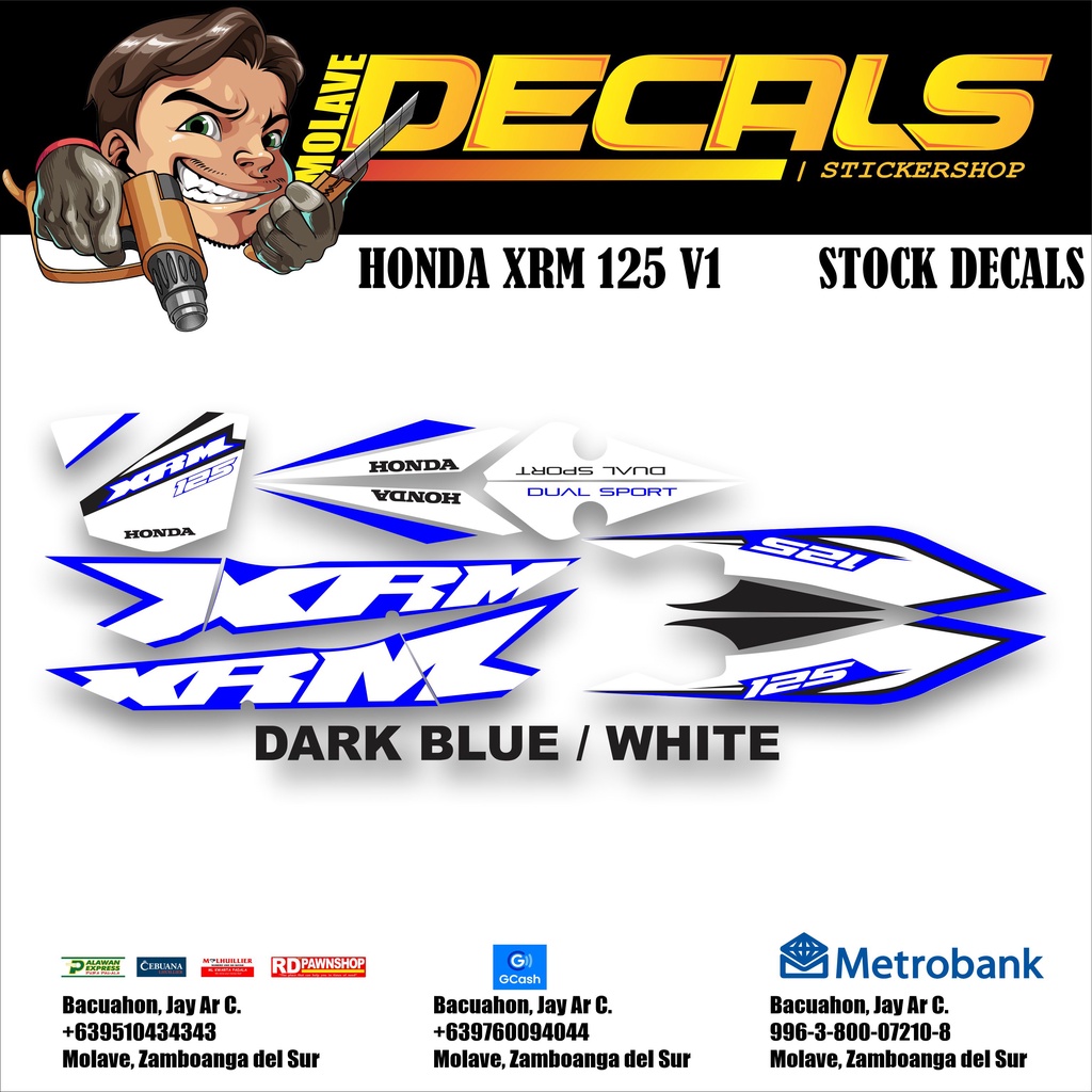 HONDA XRM 125 V1 STOCK DECALS | HIGH QUALITY | HD PRINT (DARK BLUE ...