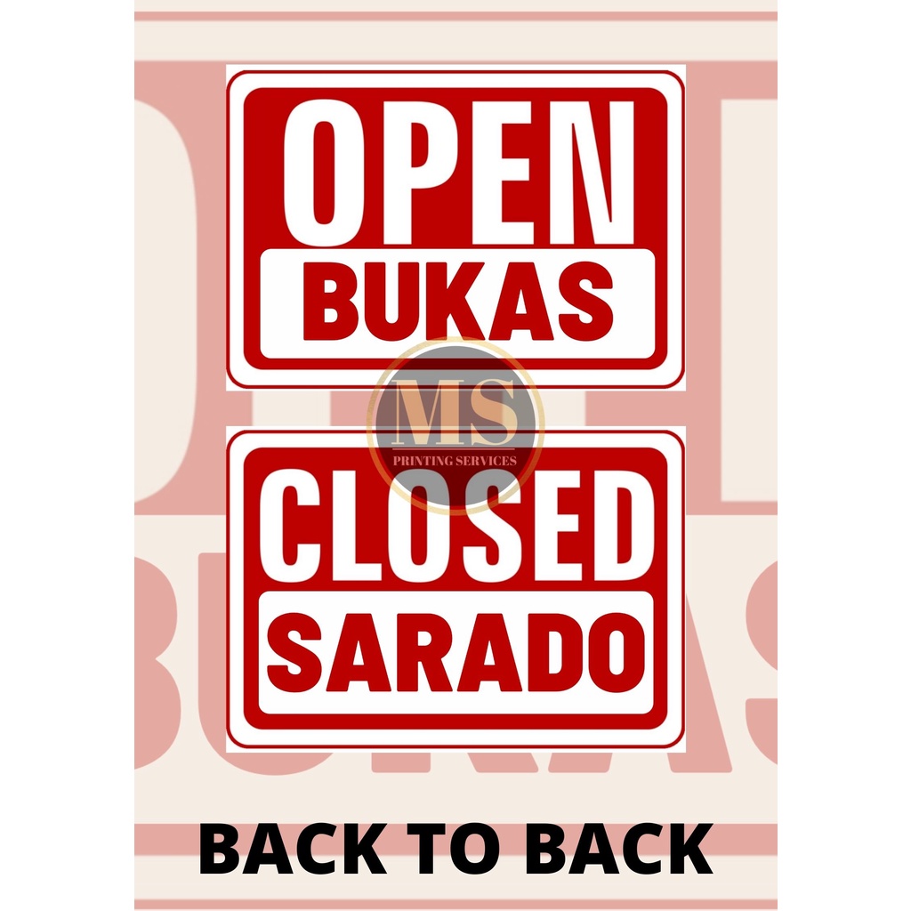 Open Closed Bukas Sarado Signage (Laminated A4 Size) | Shopee Philippines