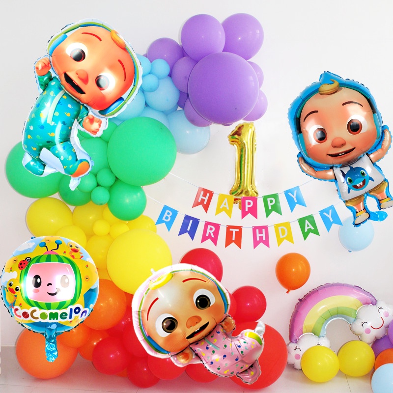 Cocomelon Theme Party Rainbow Bridge Party decoration balloon chain ...
