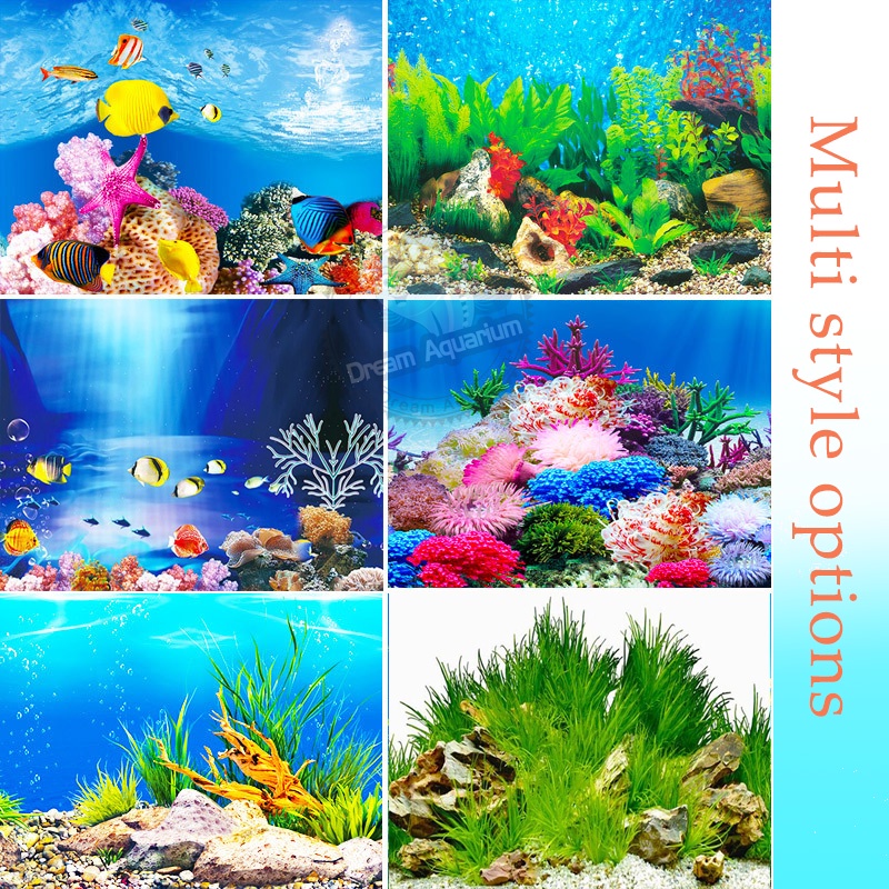 Fish tank background sticker Double Side Fish Tank Wall Poster Aquarium ...