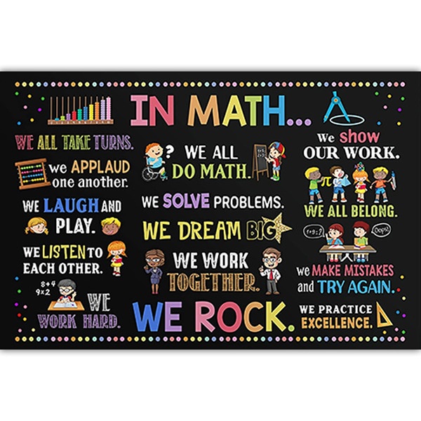 Math Poster Math Classroom Decor Math Teacher Silk Painting Elementary ...