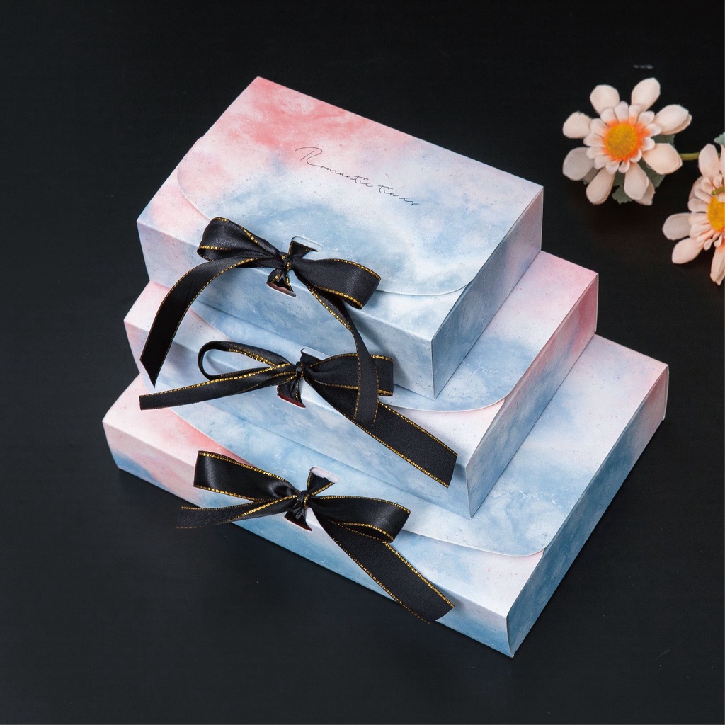 CJK New Printed Clamshell w/ribbon cardboard pastry gift box bowknot ...