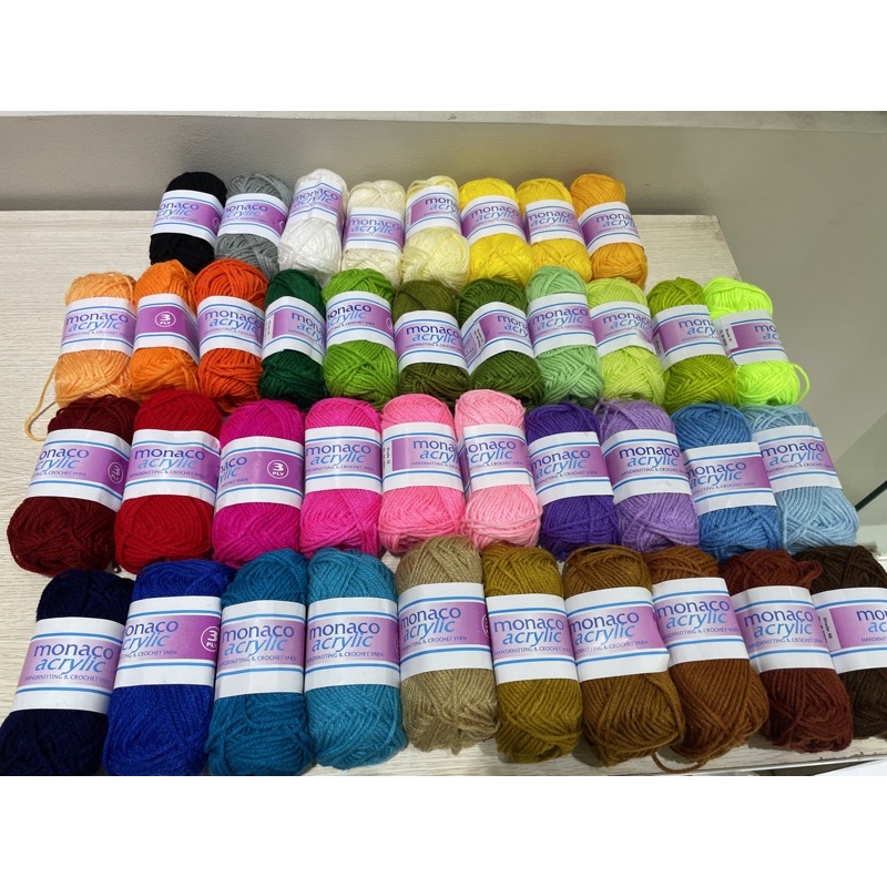 Monaco Acrylic 3 ply Yarn TKT 8 18 grams | Shopee Philippines