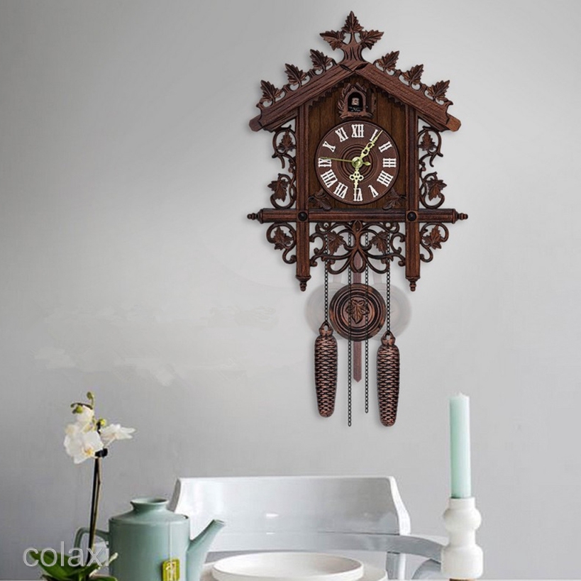[COLAXI] Wooden Cuckoo Wall Clock for Bedroom Living Room Office ...