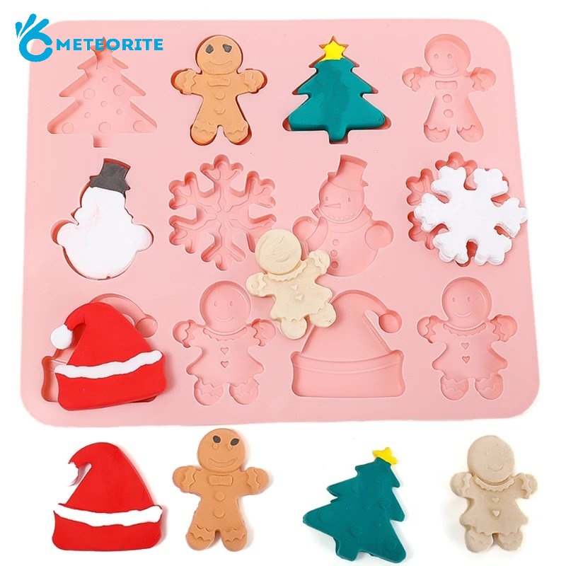 12 Cells Snowflake Gingerbread Man Cake Mold/ Christmas Tree Hat ...