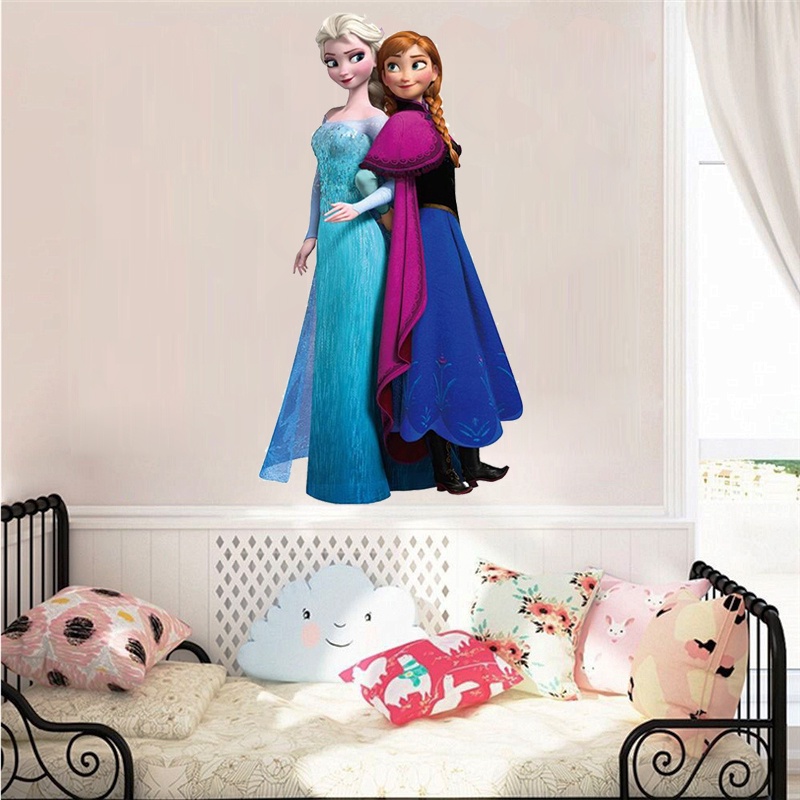 Cartoon Elsa & Anna Princess Frozen Wall Stickers For Sisters Room ...