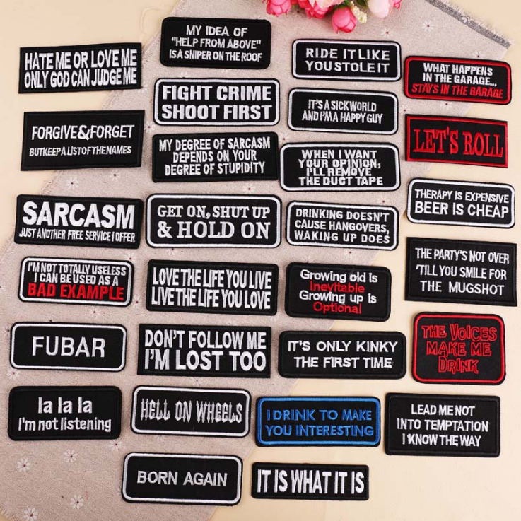 All Kinds of Long Strips English Letters Embroidery Cloth Stickers ...