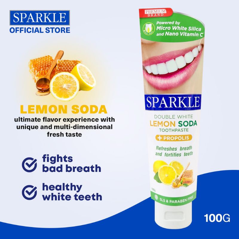SPARKLE Double White Healthy Whitening Toothpaste Lemon Soda Flavor 100g | Shopee Philippines