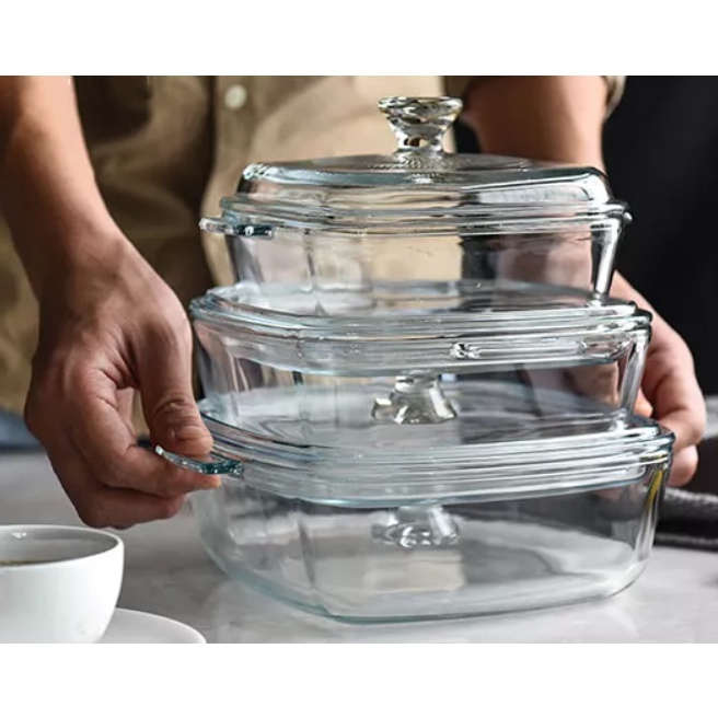 BUY1TAKE1 Tempered square glass casserole dishes baking bowl with ...