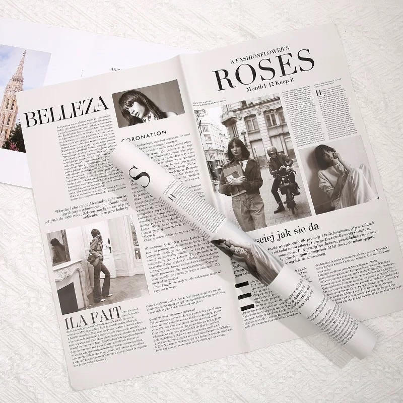 20pcs Roses Newspaper Design Wrapper Bouquet Wrapping Paper (Waterproof ...