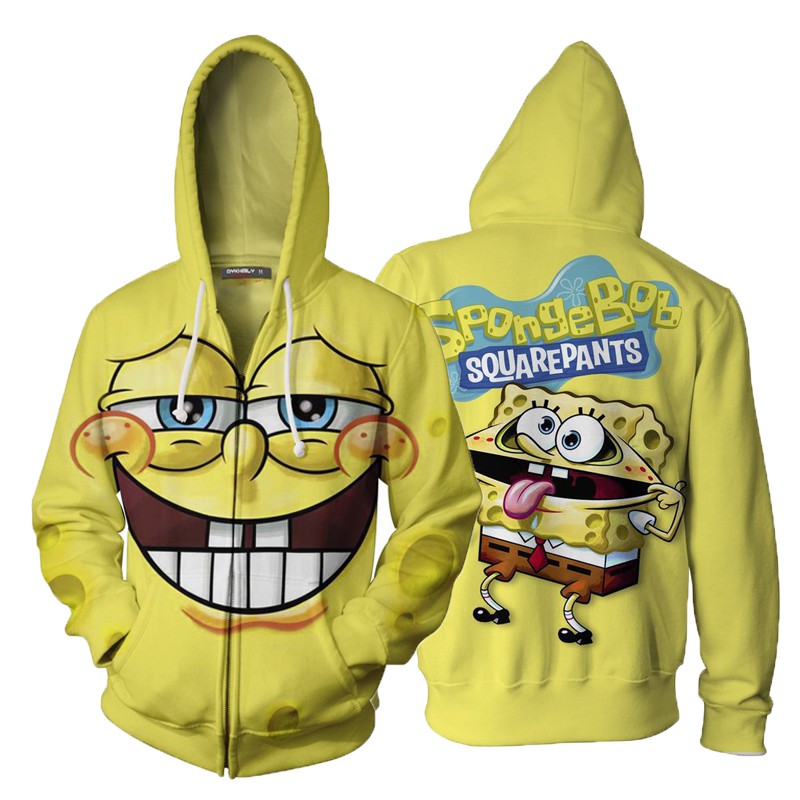 High-quality SpongeBob SquarePants Hoodie Unisex Zip Up Jacket Cosplay ...