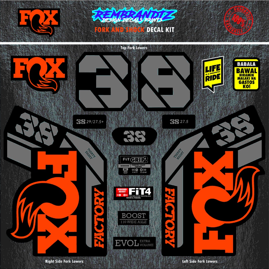 Bike fork and shock decals set - Fox38 - complete with small detailed ...