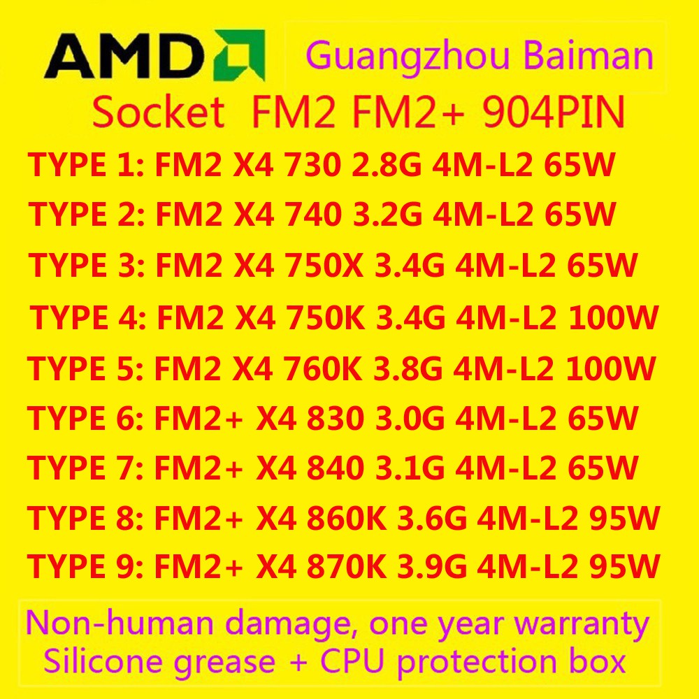 USED Quad-Core CPU [ NO GPU ] AMD Socket FM2 Athlon X4 730 740 750X ...