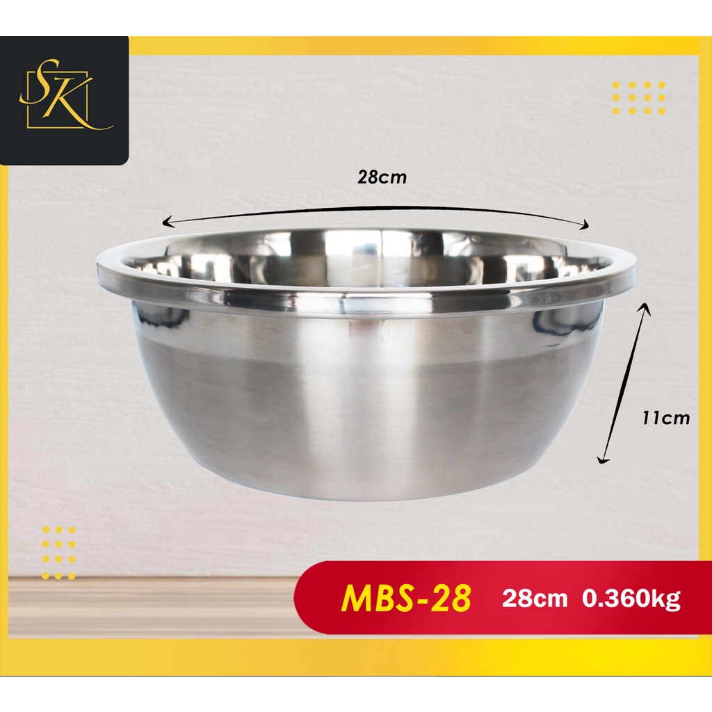 STAINLESS MIXING BASIN 5 SIZES 22cm | 24cm | 26cm | 28cm | 30cm Baking ...