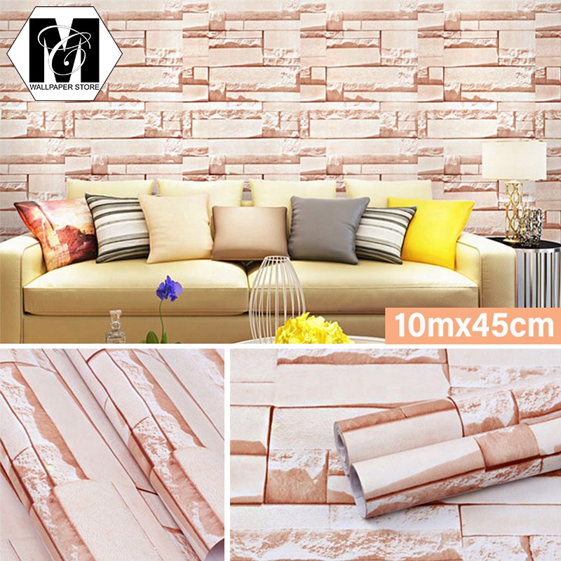 PVC 3D Bricks Wallpaper Design Waterproof Self-Adhesive DIY wall decor ...