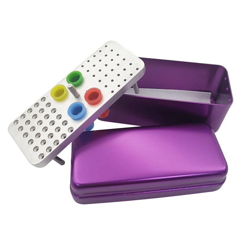 60 Holes Dental Bur Blocks with Cover Autoclavable, Aluminum Burs Case ...