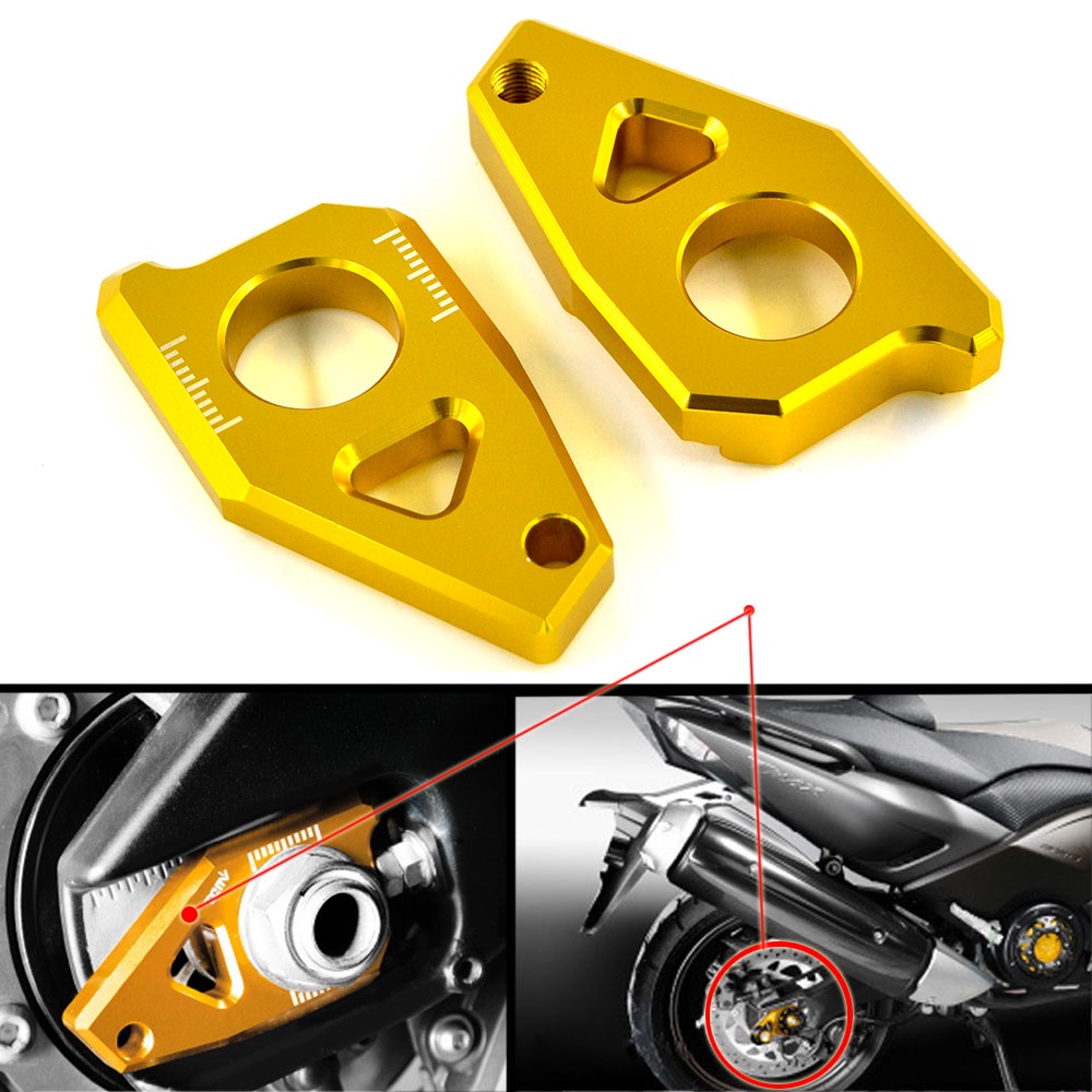 Pair CNC Rear Axle Spindle Chain Adjuster Blocks For Yamaha T MAX T-MAX ...