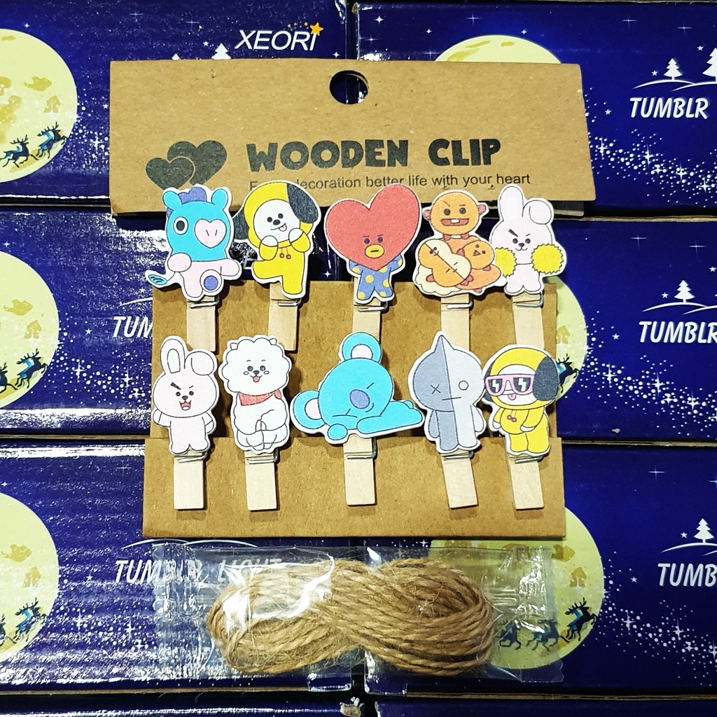 Wooden CLIP BTS BT21 KPOP 3.5cm/photo Clamp MOTIF BT21 BTS KPOP 3.5cm ...